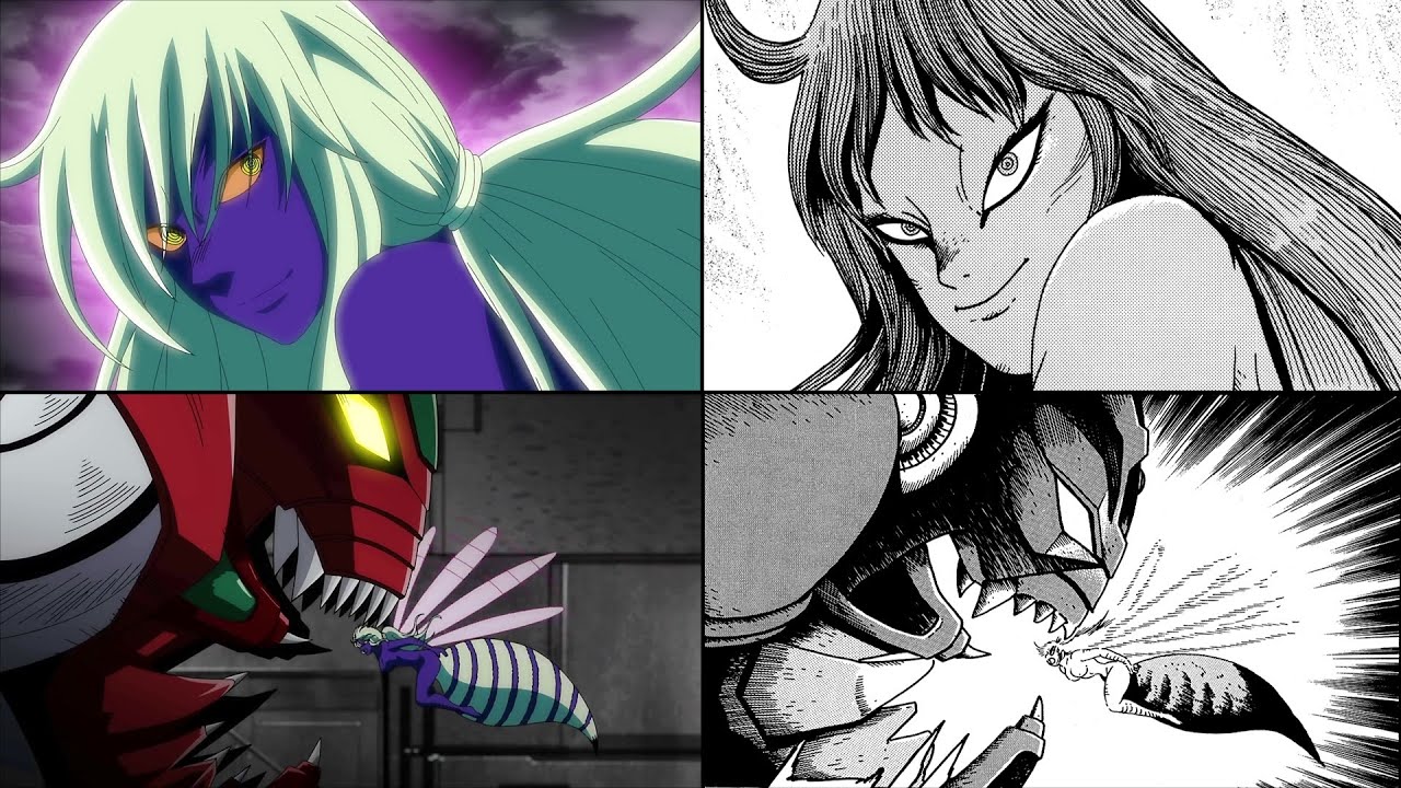 INSECT QUEEN VS GETTER ARC (MANGA ANIME COMPARISON) l ゲッターロボアーク VS 女王蟲 ...
