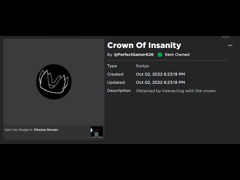 Crown of Insanity Tutorial (Minutes Remain) | Roblox - MzMzMMz